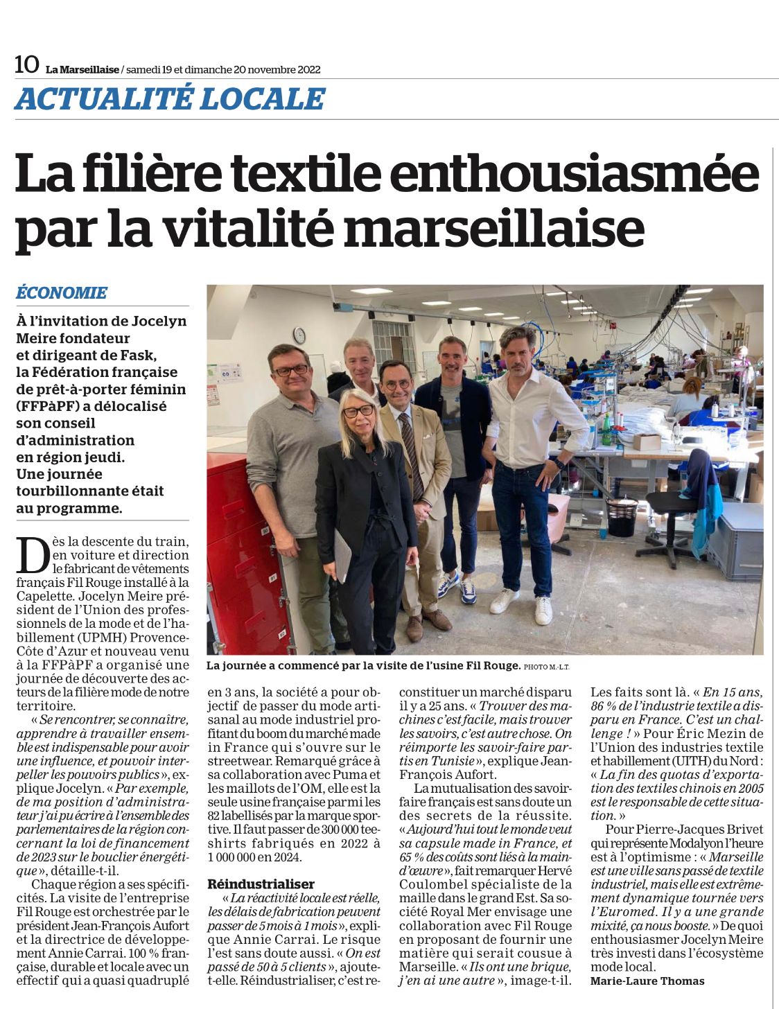 La filière textile rayonne pour sa visite marseillaise ! - FIL ROUGE